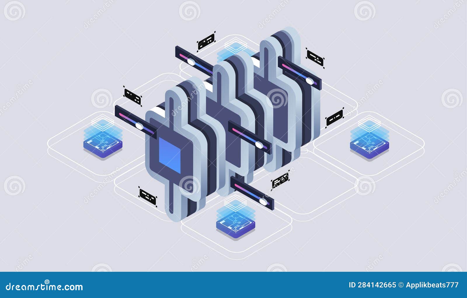 Isometric Design Concept Virtual Reality and Augmented Reality. Software Development and ...