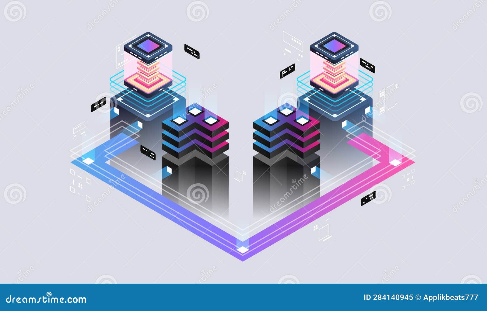 Isometric Design Concept Virtual Reality and Augmented Reality. Software Development and ...