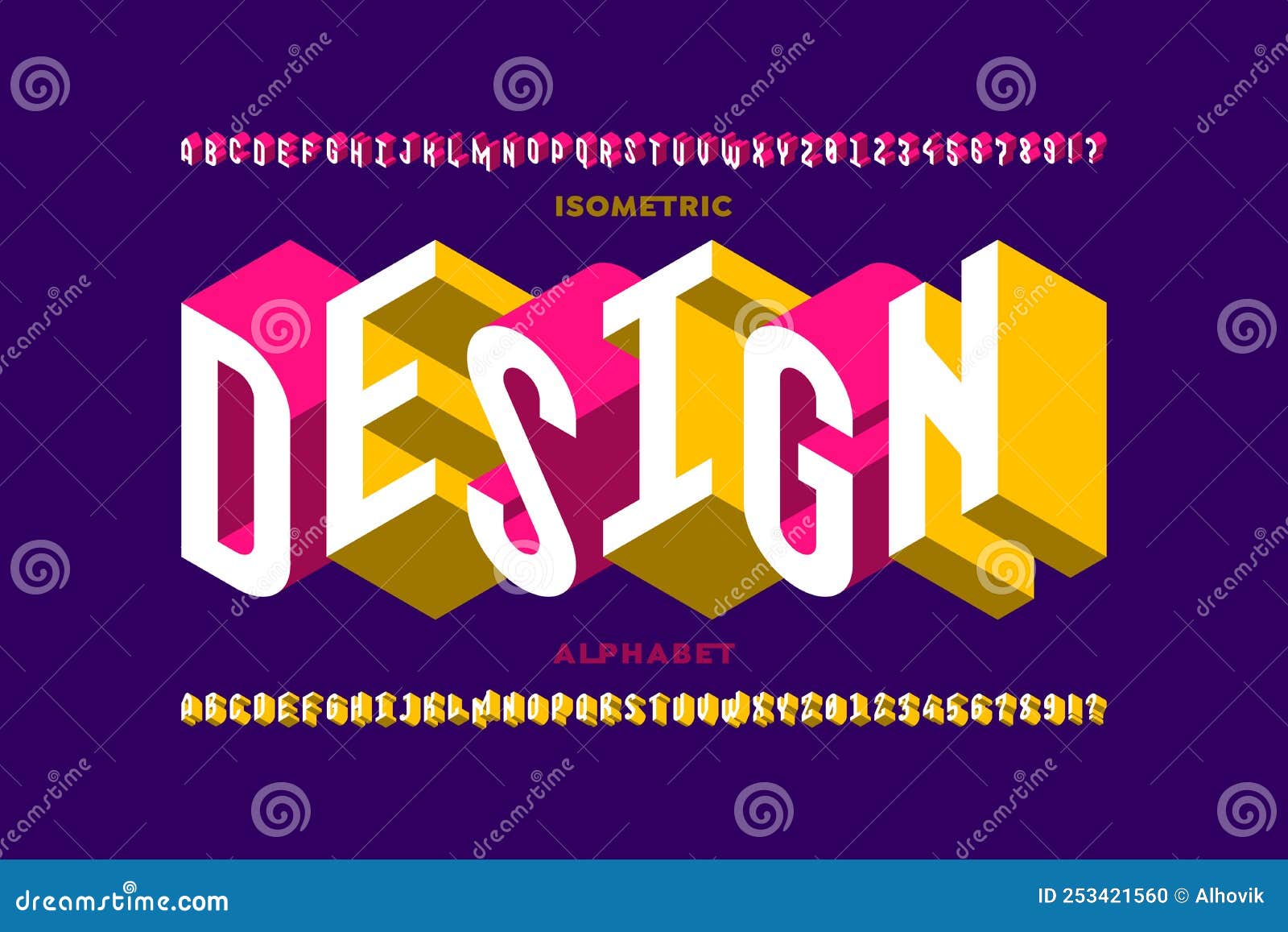 Isometric design font stock vector. Illustration of funky - 253421560