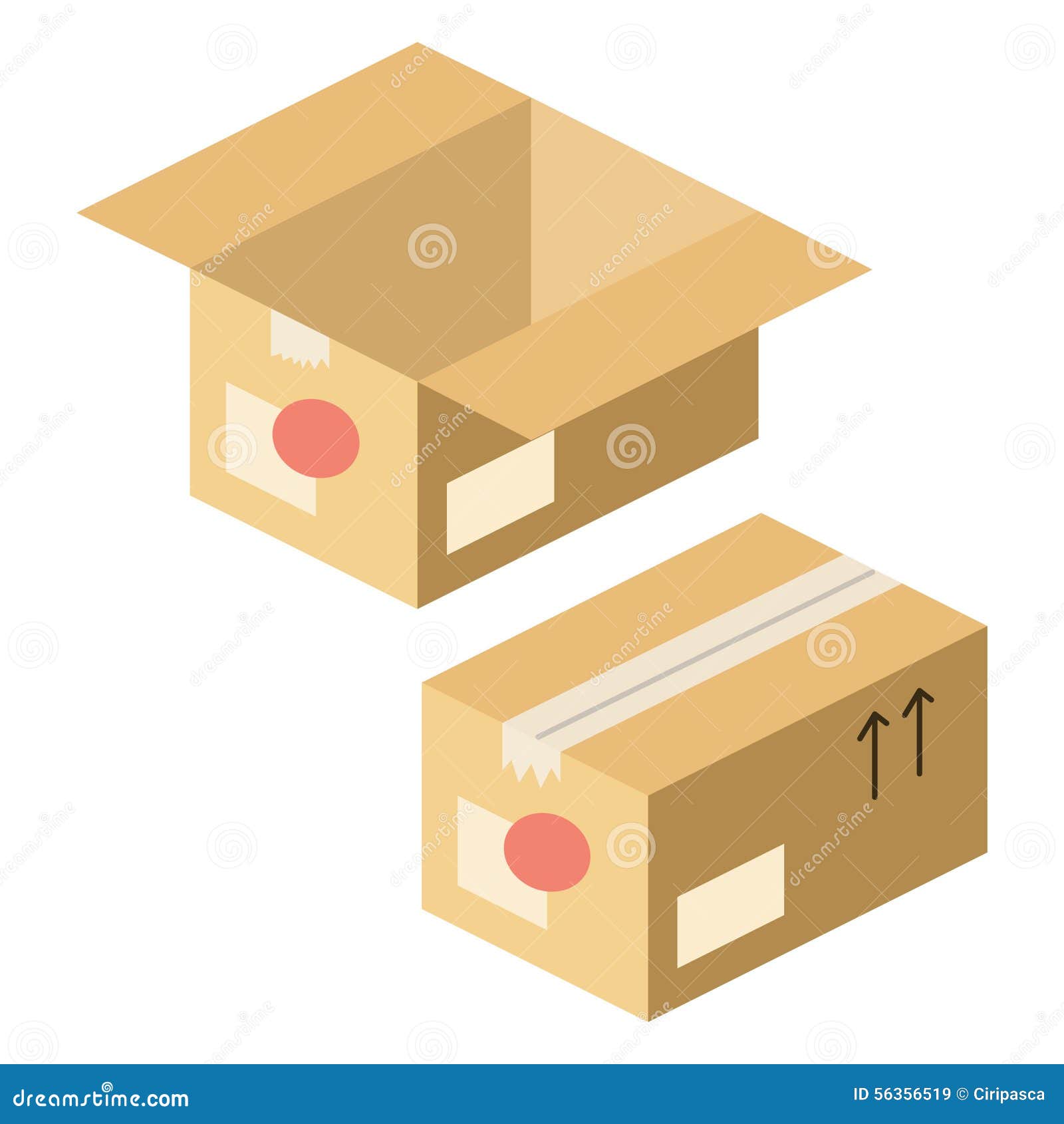 Isometric Design of Open and Closed Boxes Stock Vector - Illustration ...