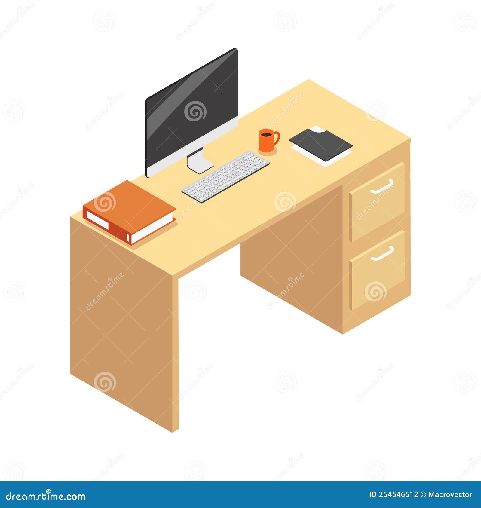 Isometric Desk Illustration Stock Illustration - Illustration of ...