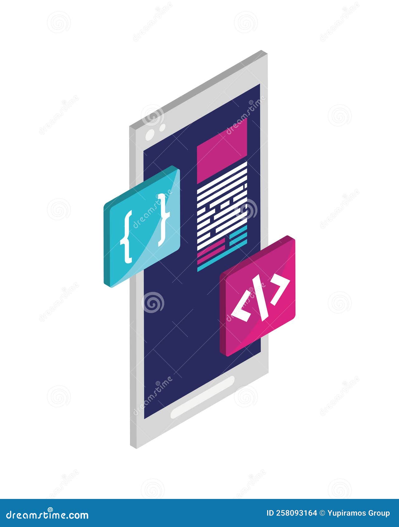 Isometric Development App Mobile Stock Vector - Illustration of device ...