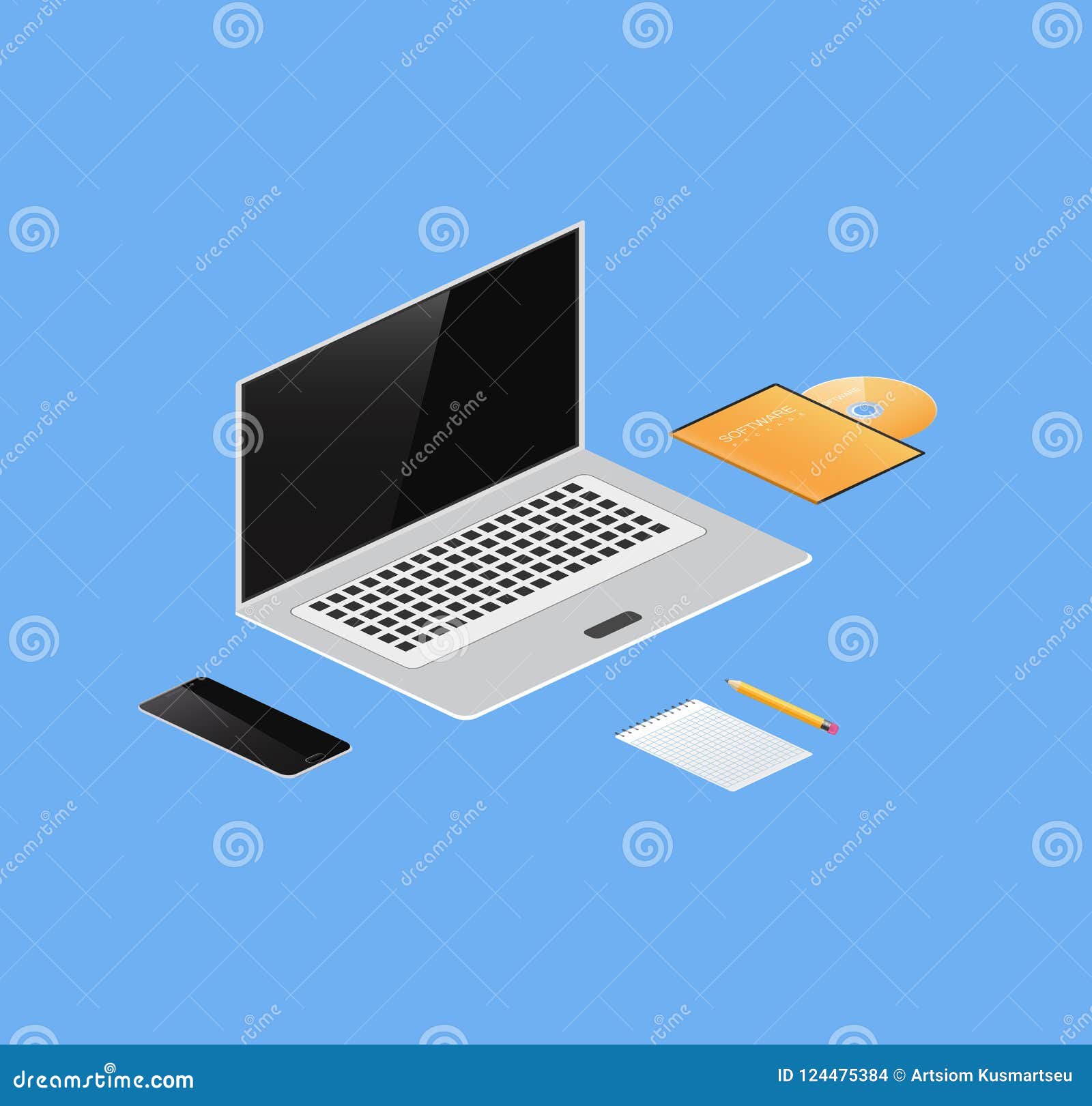 Isometric device stock vector. Illustration of device - 124475384