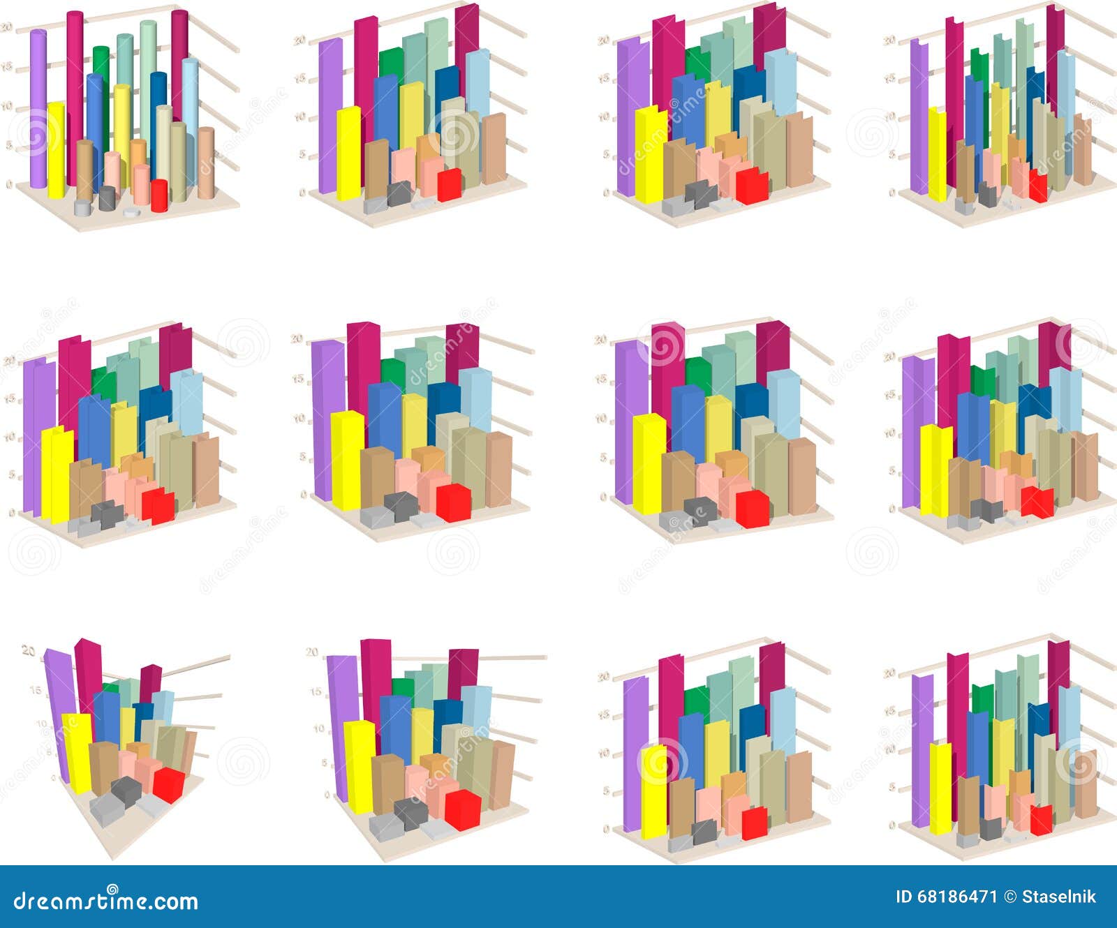 Isometric diagram columns stock vector. Illustration of business - 68186471