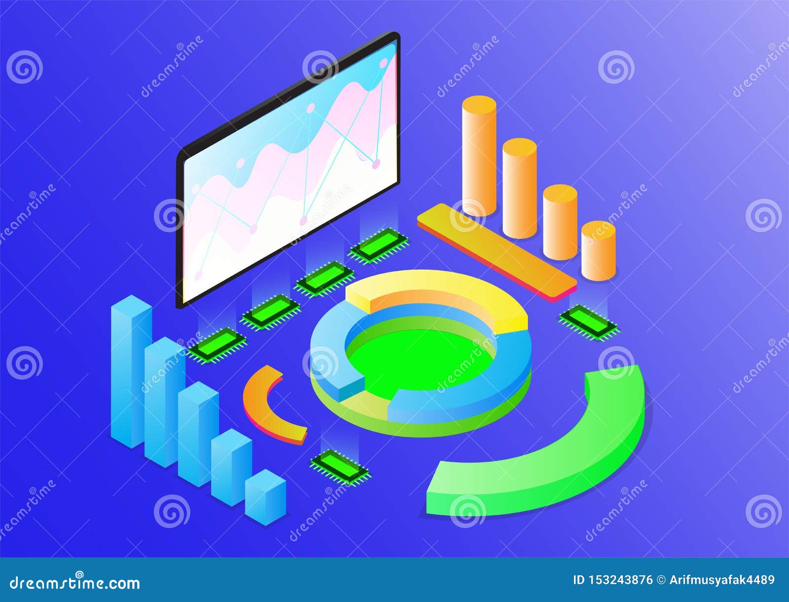 Isometric Of Diagrams With Various Stages Of Growth Vector Illustration ...
