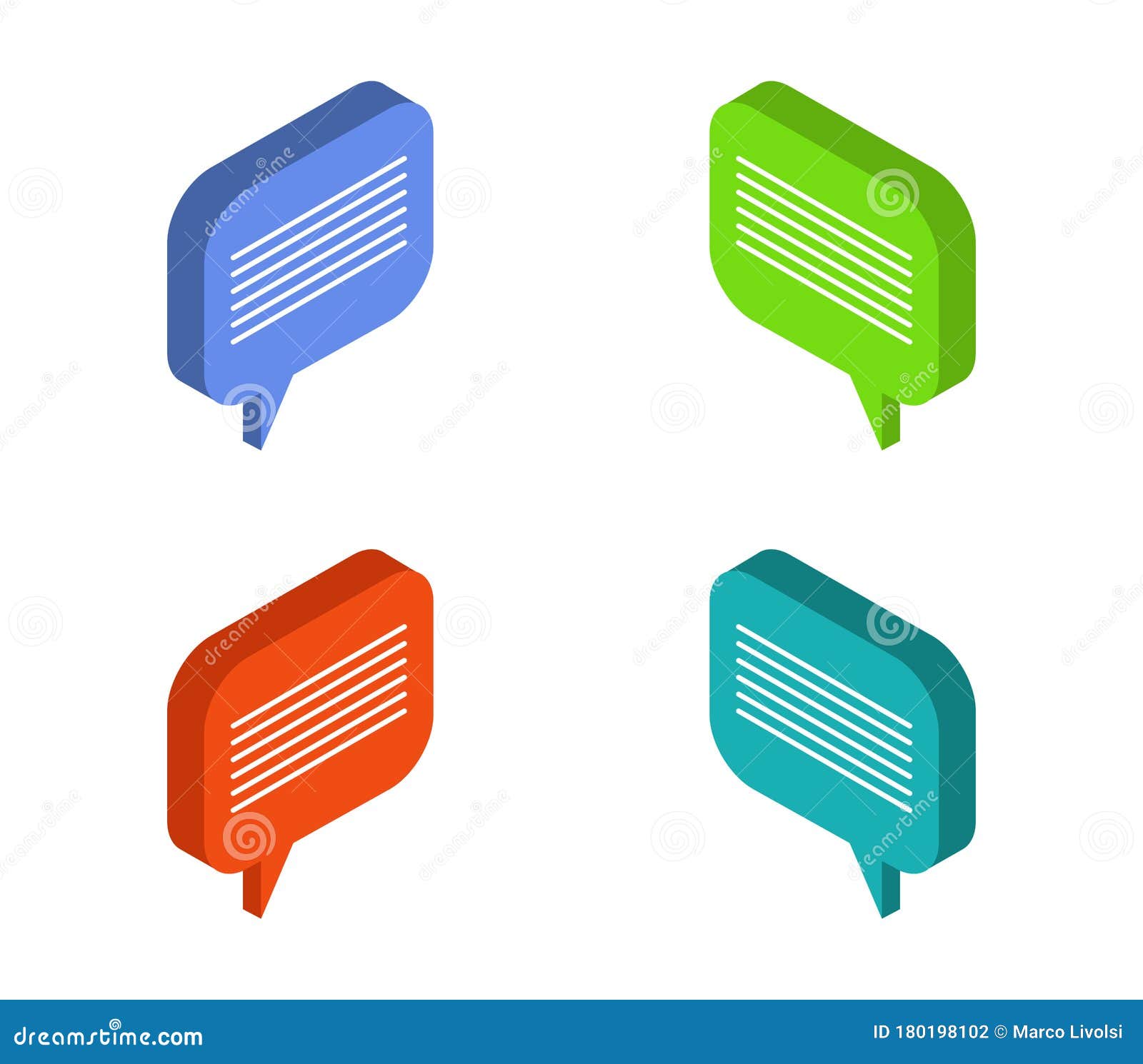 Isometric Dialog Cloud Icon Illustrated in Vector on White Background ...