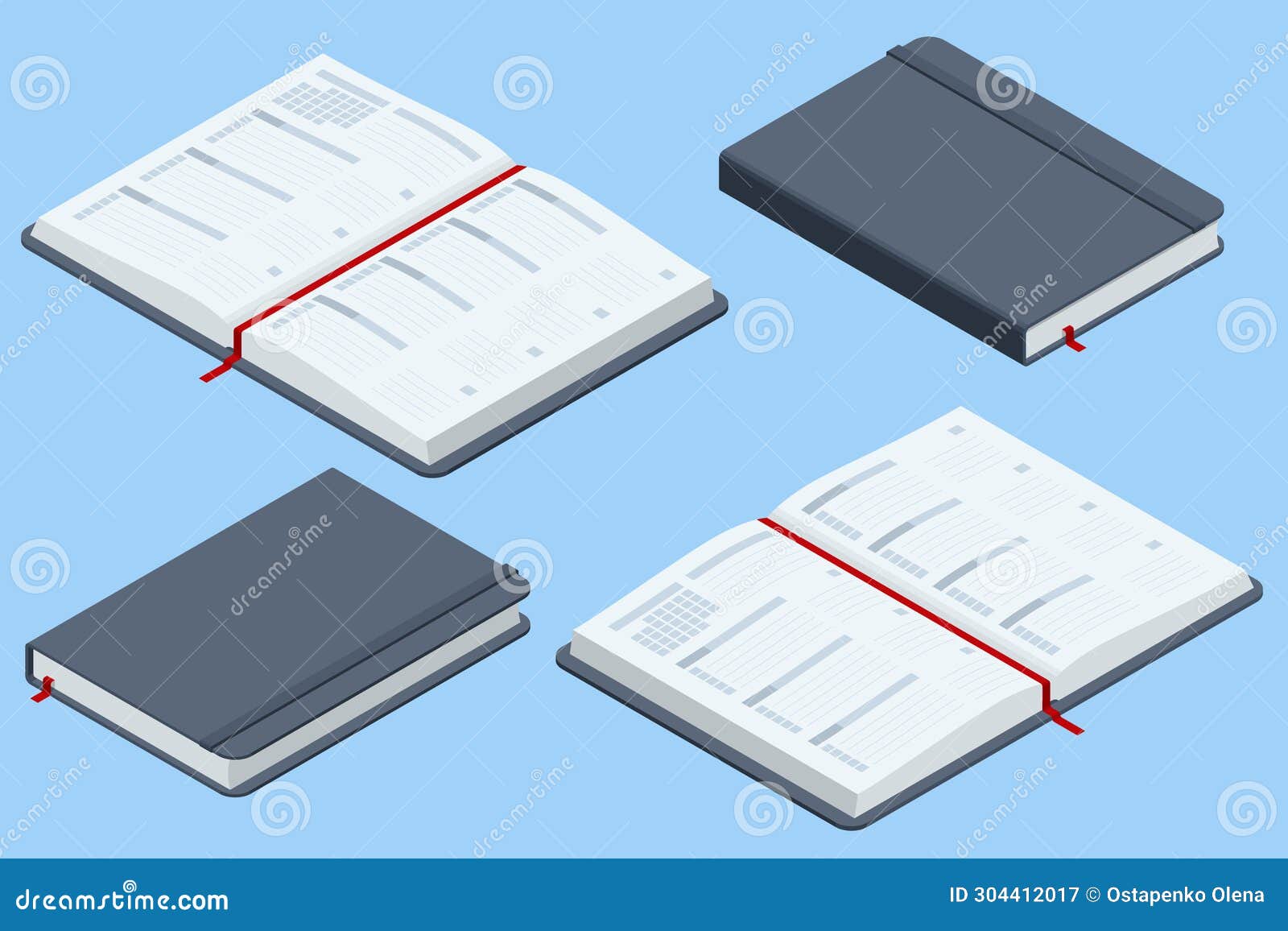 Isometric daily Diary or Business Schedule List Notebook. Cute Planner ...