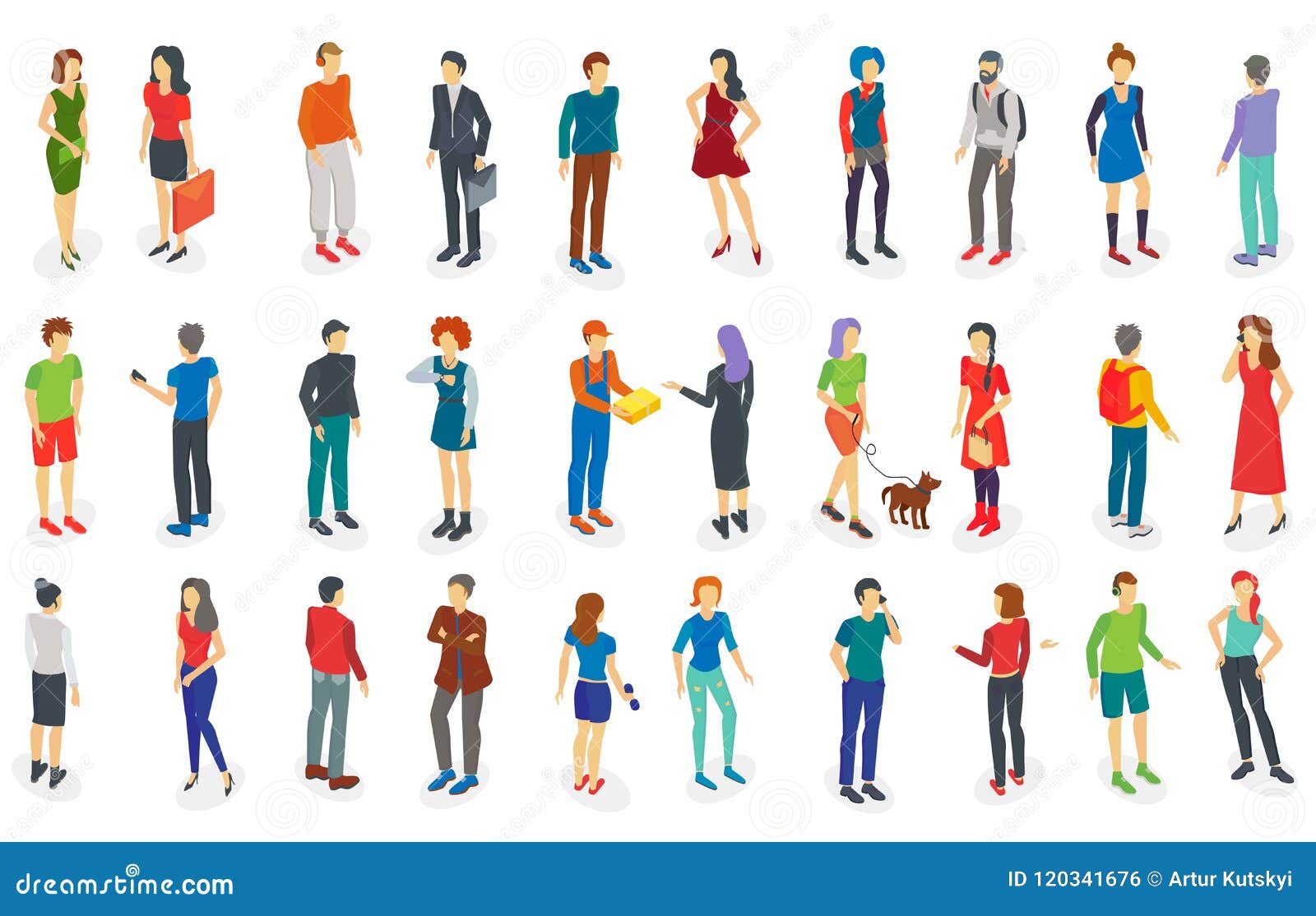 Isometric Different People Set Isolated Vector Illustration. Stock ...
