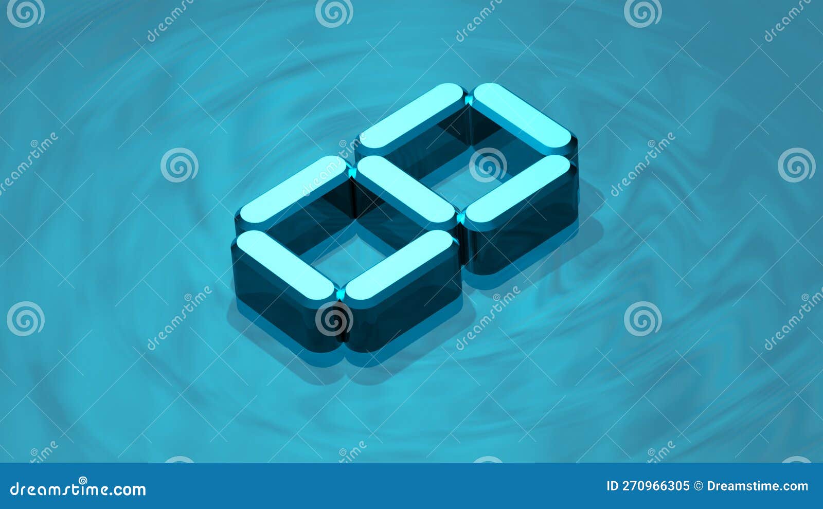 Isometric Digit 8 3D Render in Reflective Glass Floating on Digital ...