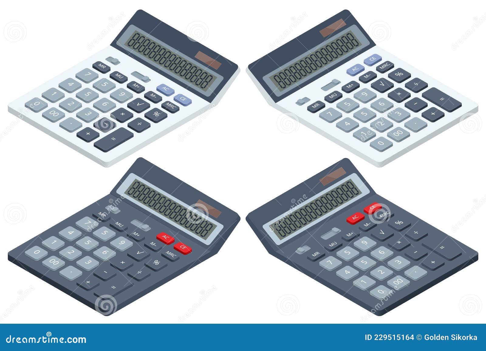 Isometric Digital Calculator on White Background. Office Calculator ...