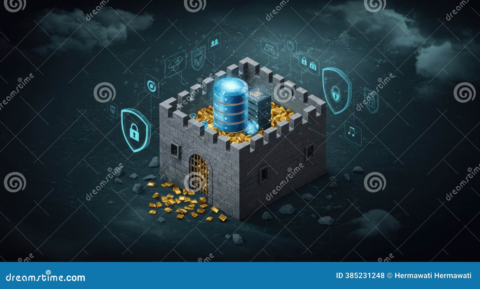 Digital Fortress: Shielding Cyberspace. Concept Cybersecurity, Data Protection, Online Privacy ...