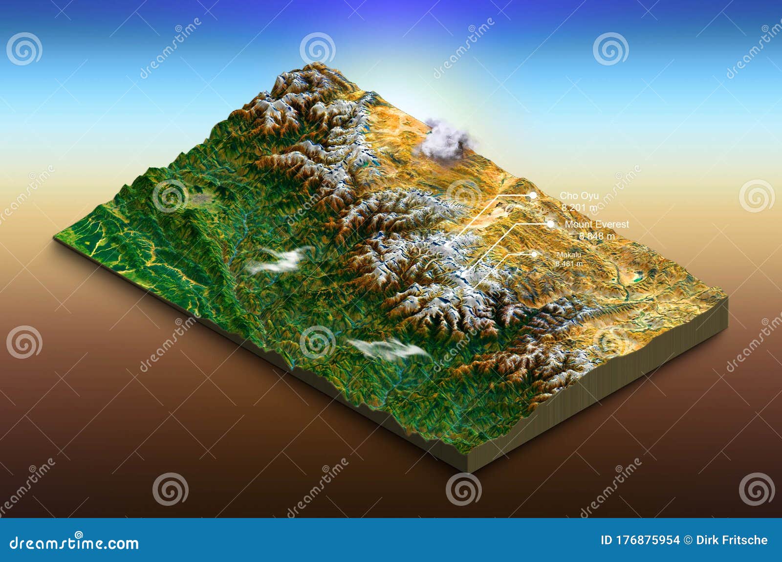 Isometric Digital Map of Mount Everest Region Stock Illustration ...