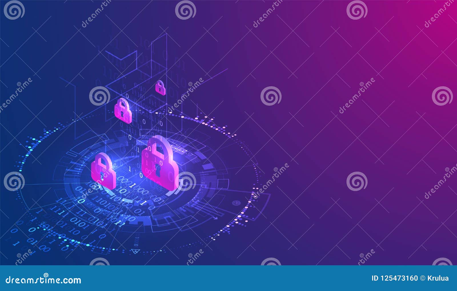 Isometric Digital Padlock. Abstract Technology Background Stock Vector ...