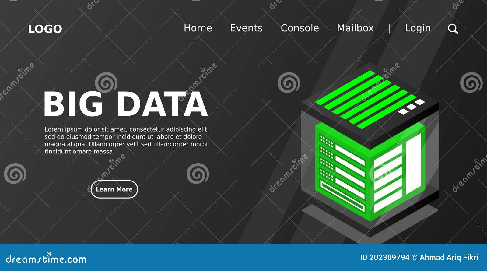 Isometric Digital Technology Web Banner. BIG DATA Machine Learning ...