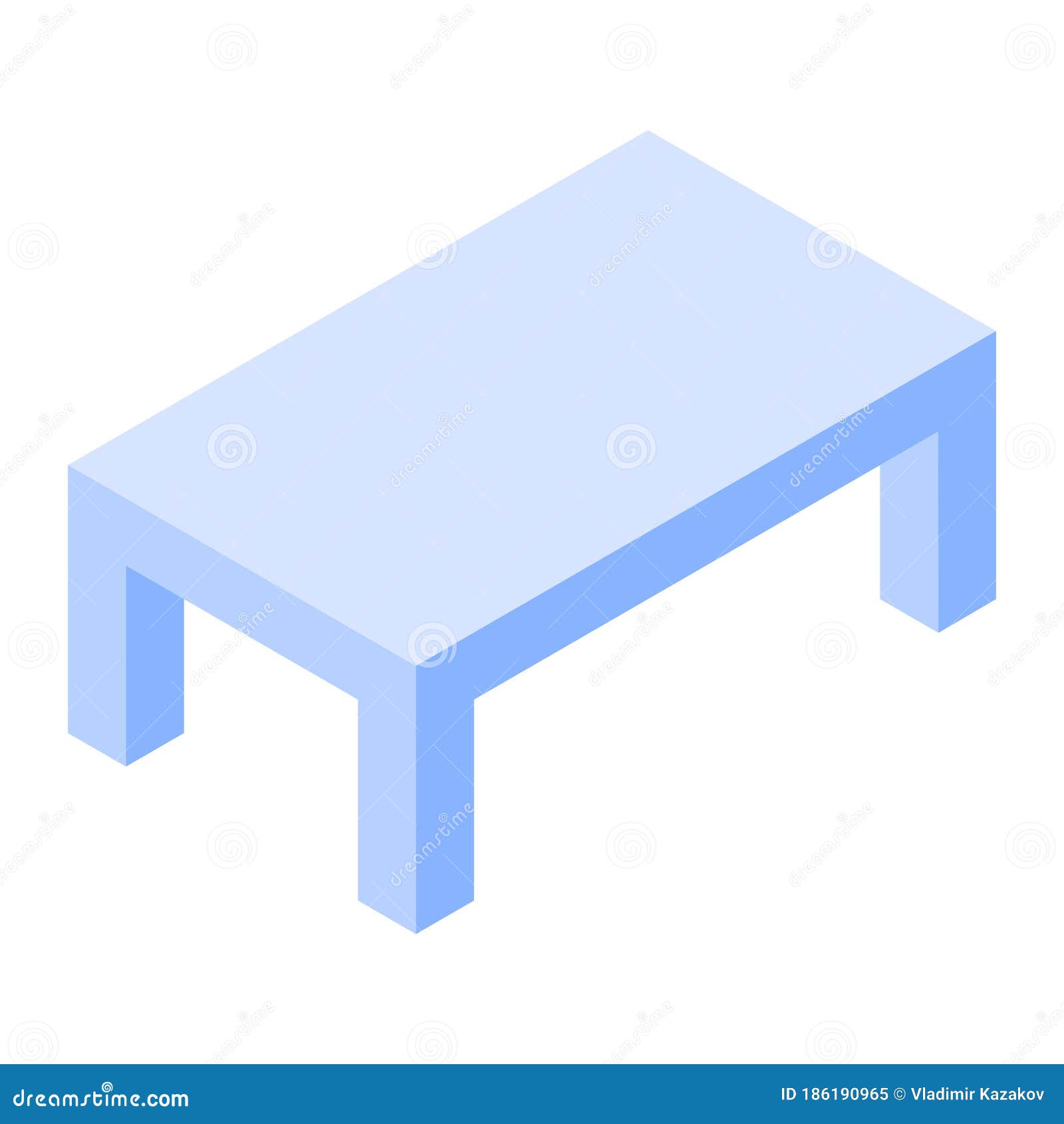 Isometric Dining Table. Large and Massive Table in Blue Stock Vector ...