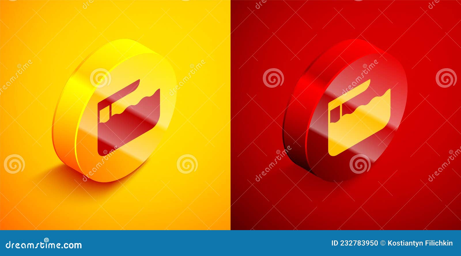 Isometric Diving Board or Springboard Icon Isolated on Orange and Red ...
