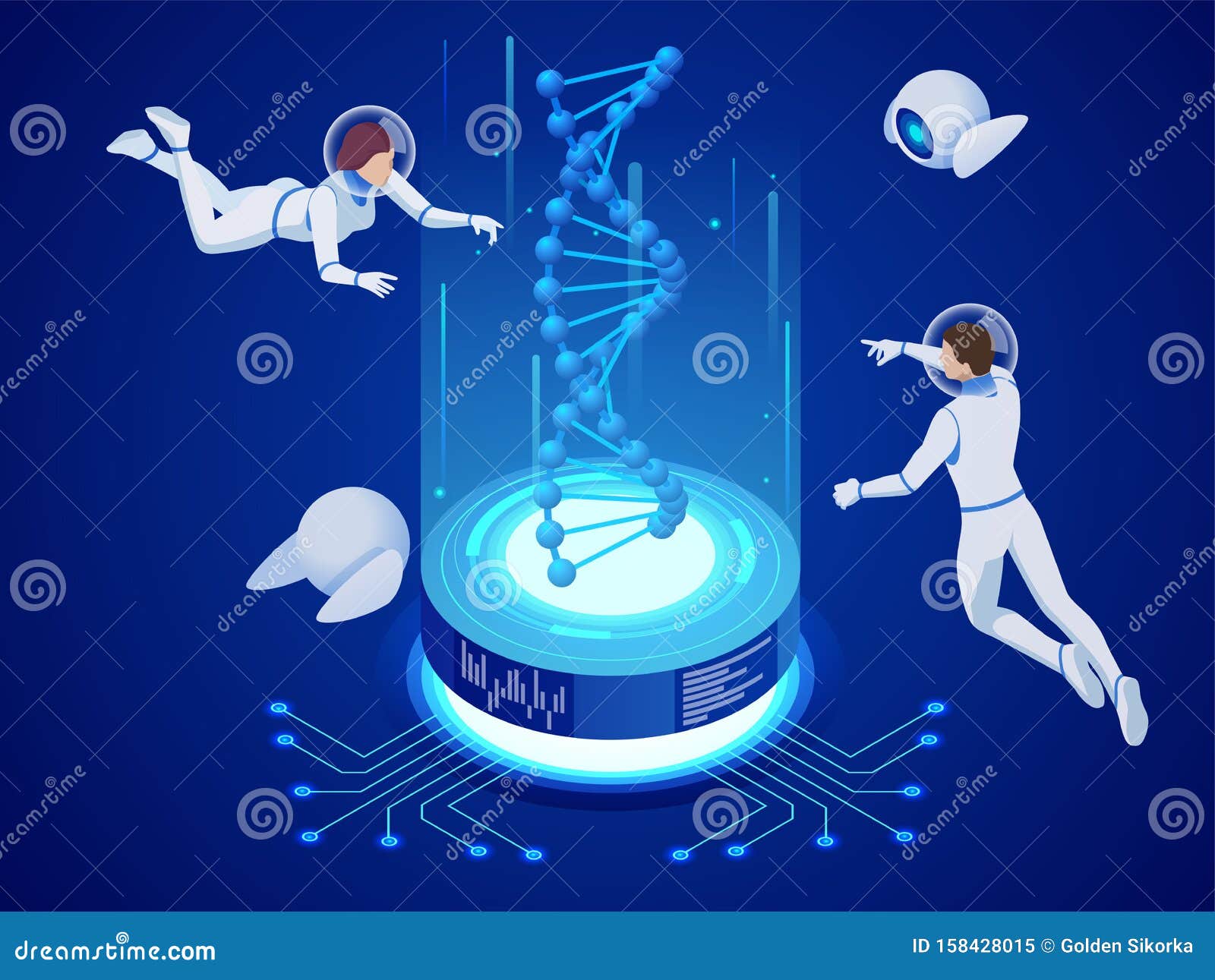 Isometric DNA Structure in Space. Astronaphs Work on DNA Concept ...