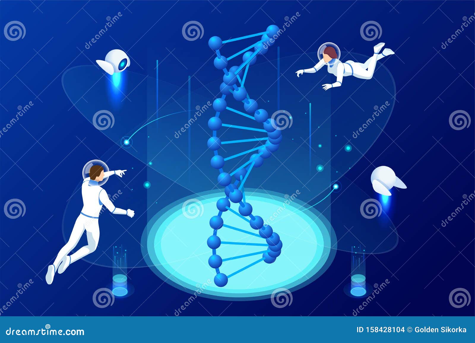 Isometric DNA Structure in Space. Astronaphs Work on DNA Concept ...
