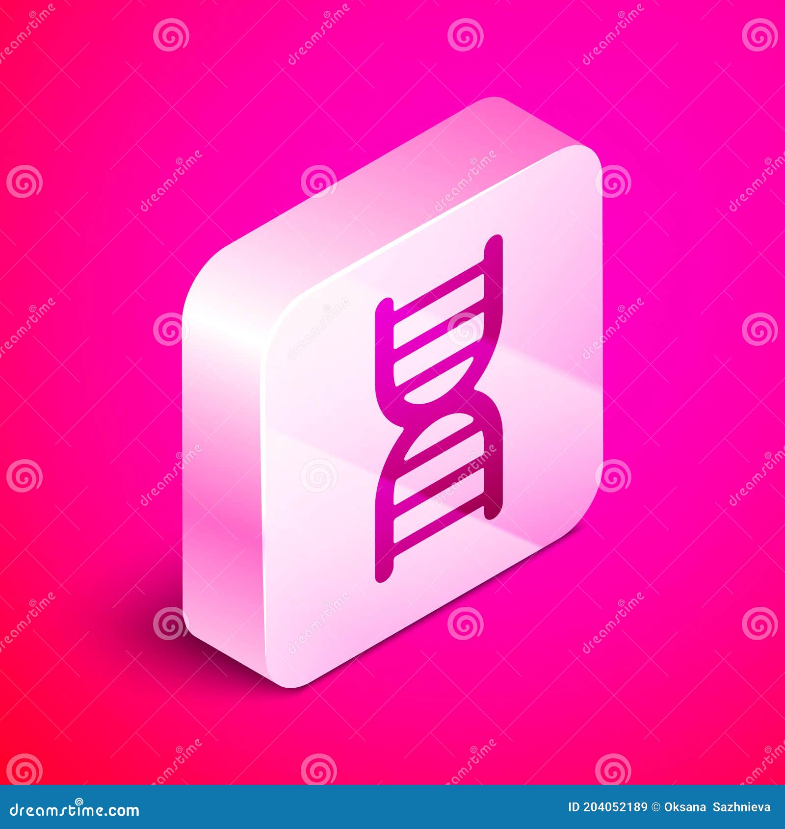 Isometric DNA Symbol Icon Isolated on Pink Background. Silver Square ...