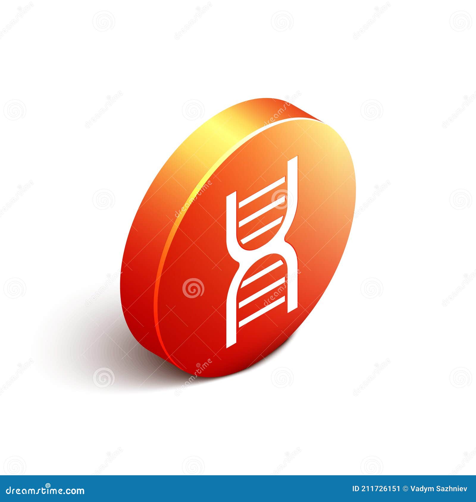 Isometric DNA Symbol Icon Isolated on White Background. Orange Circle ...