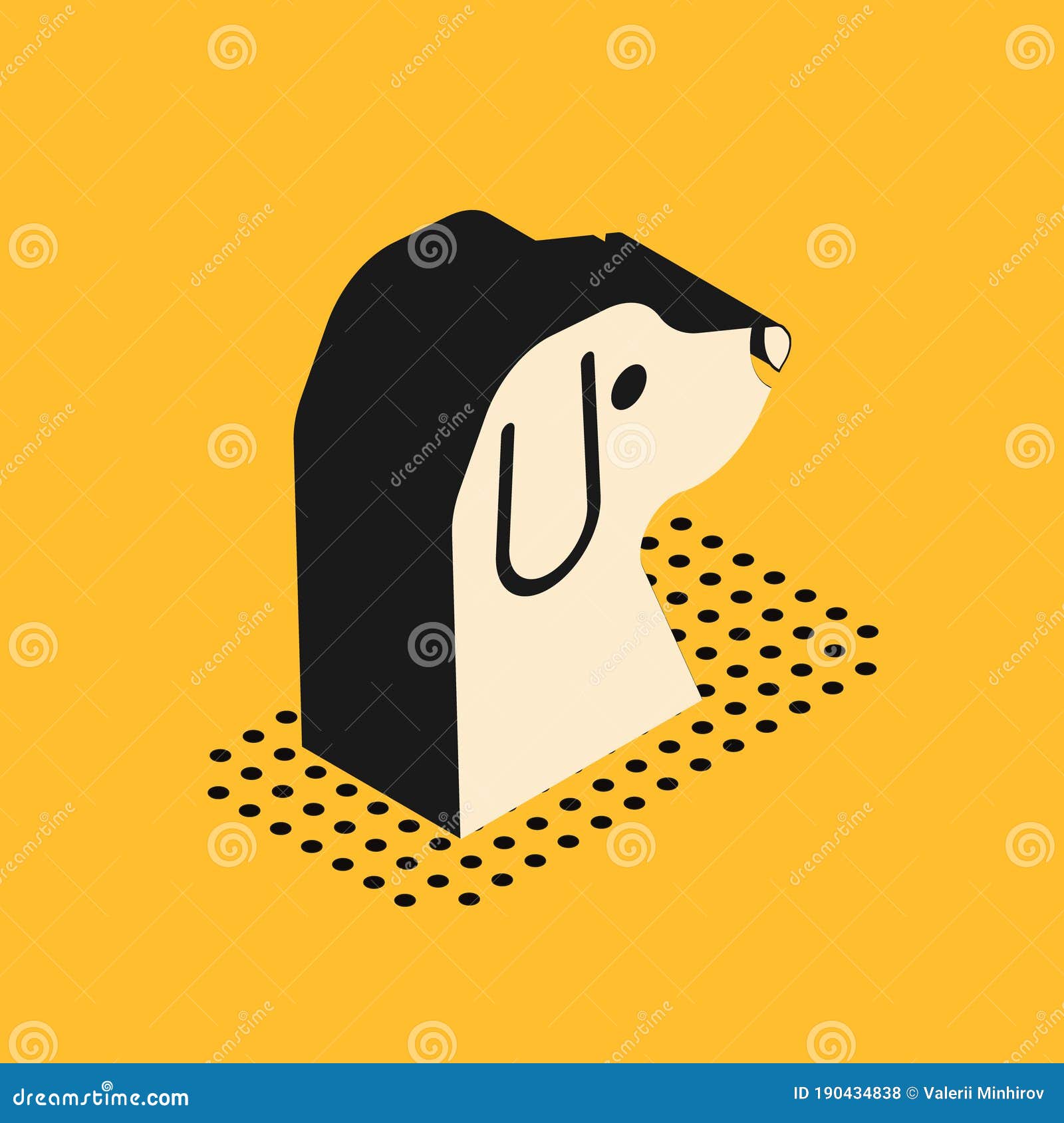 Isometric Dog Icon Isolated on Yellow Background. Vector Stock Vector ...