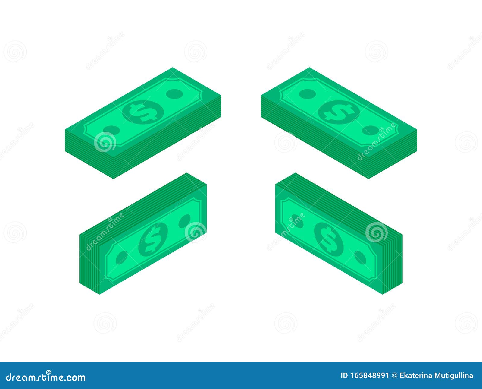Isometric Dollar Cash Icon Set Stock Illustration - Illustration of ...