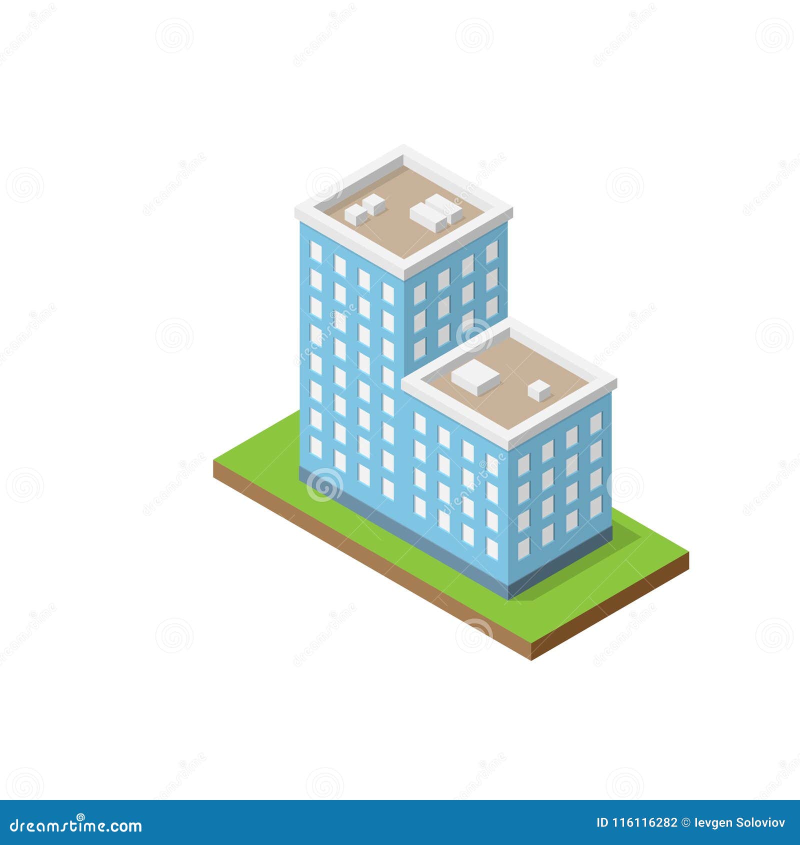 Isometric double building stock vector. Illustration of facade - 116116282