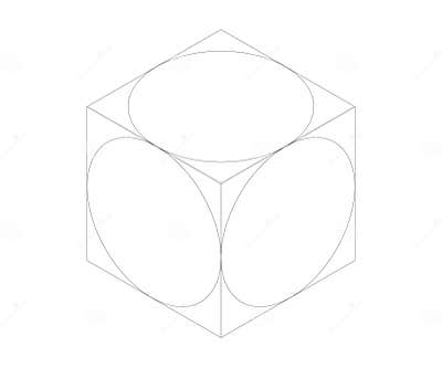 Isometric Drawing of a Cube with Circles Inscribed Stock Vector ...