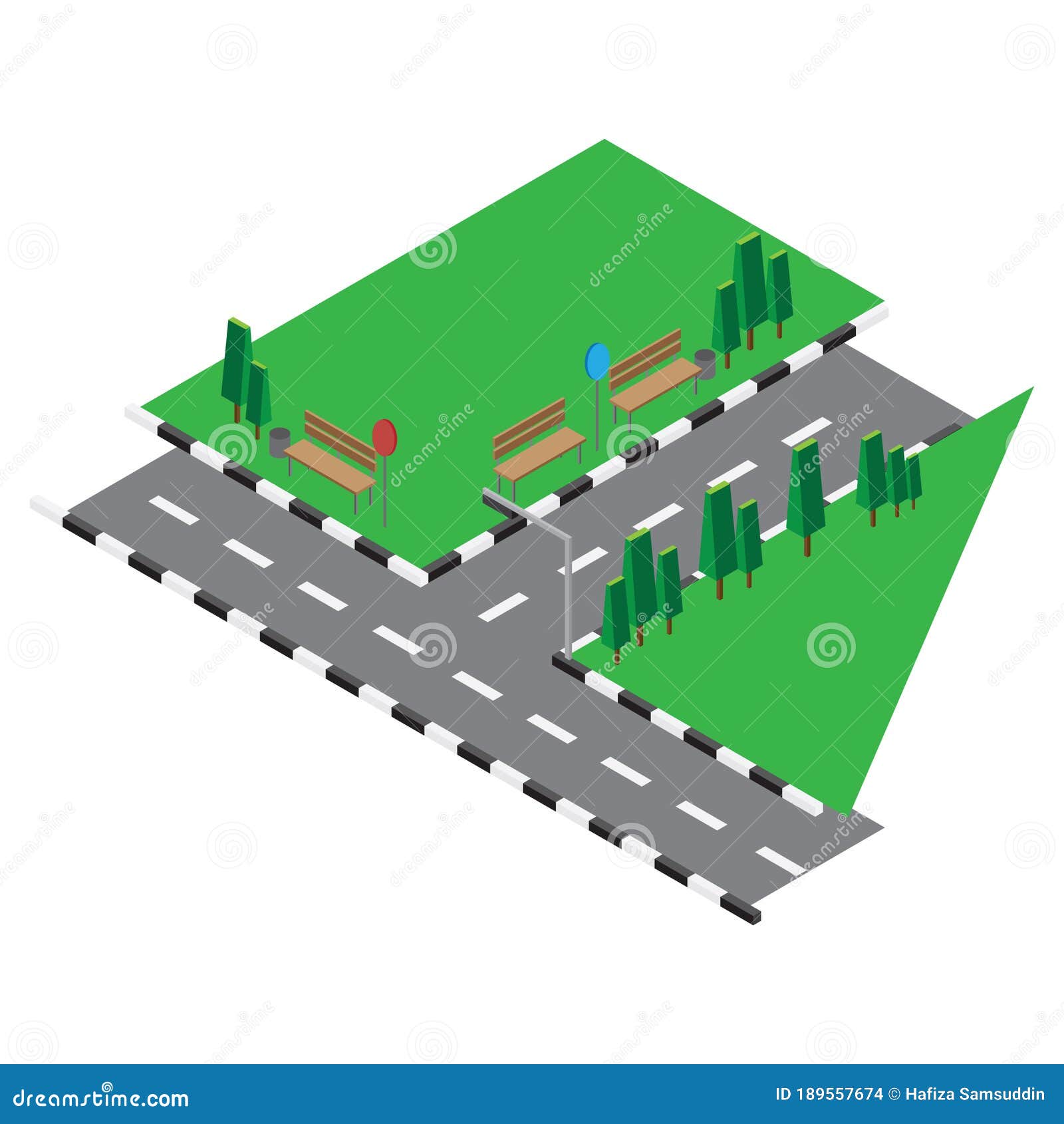 Isometric Drawing of Road Junction. Vector Illustration Decorative ...