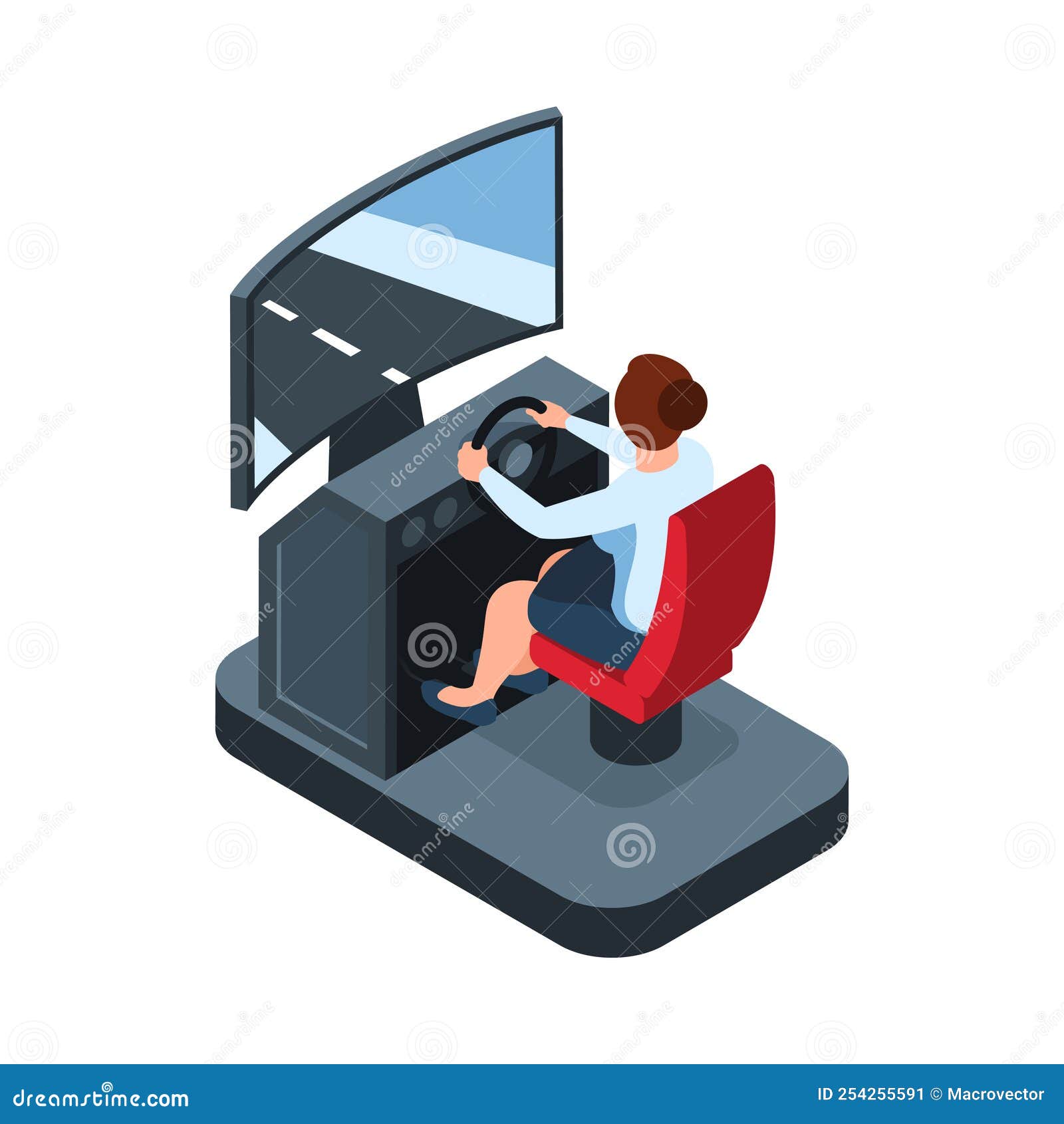 Isometric Driving Simulator Stock Vector - Illustration of professional ...