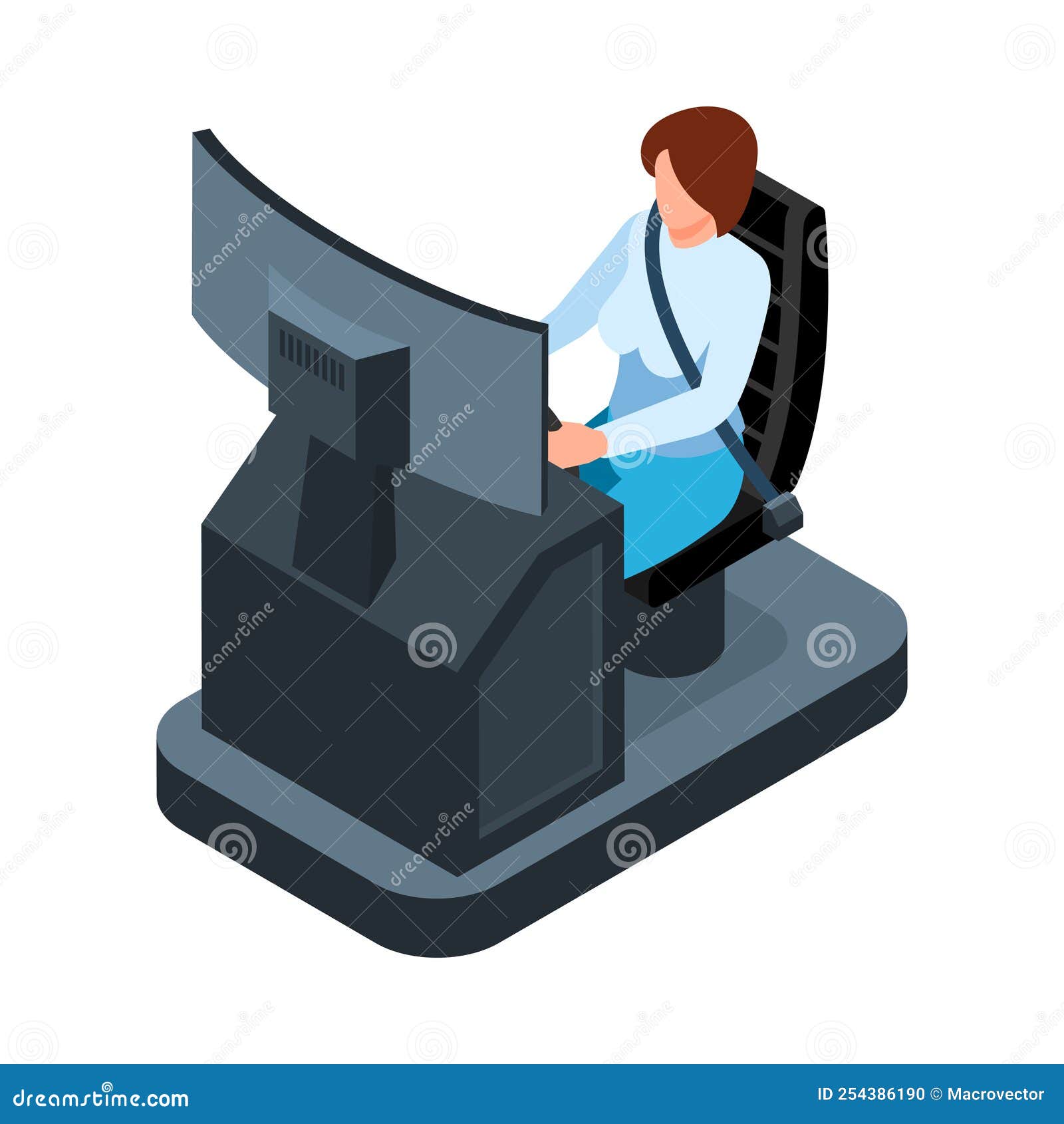 Isometric Driving Simulator Stock Vector - Illustration of simulator ...