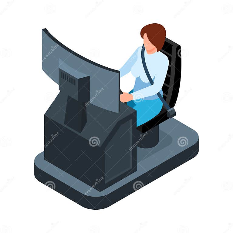 Isometric Driving Simulator Stock Vector - Illustration of simulator ...