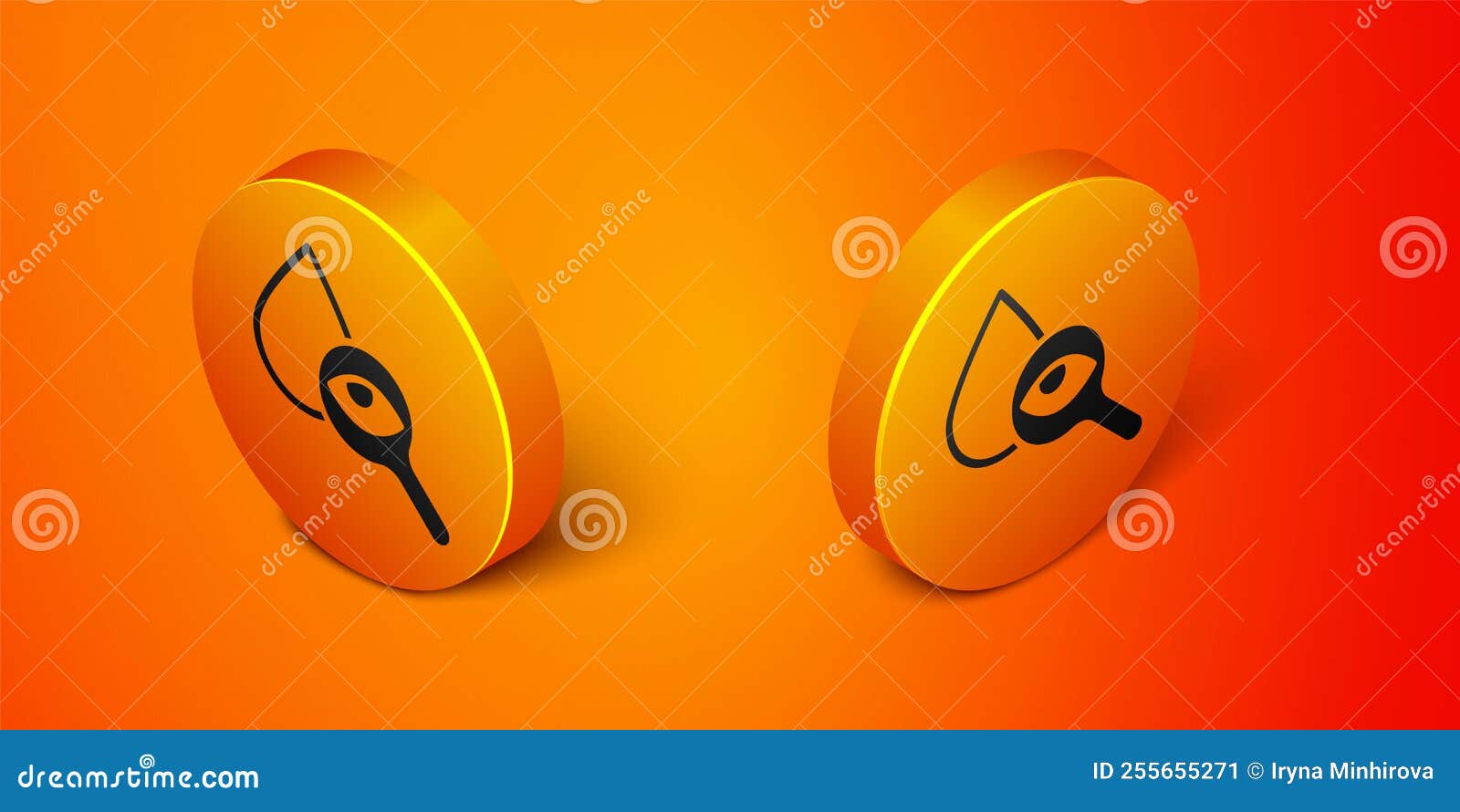 Isometric Drop and Magnifying Glass Icon Isolated on Orange Background ...