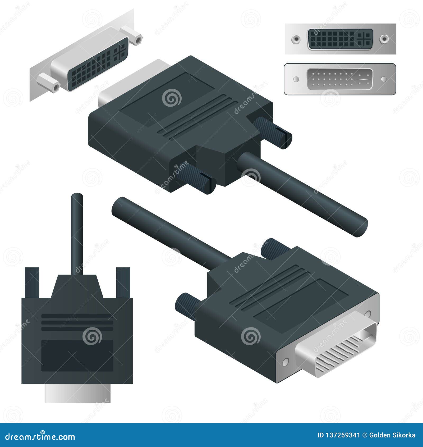 Isometric DVI Adapter, Digital Visual Interface Cable Connector ...