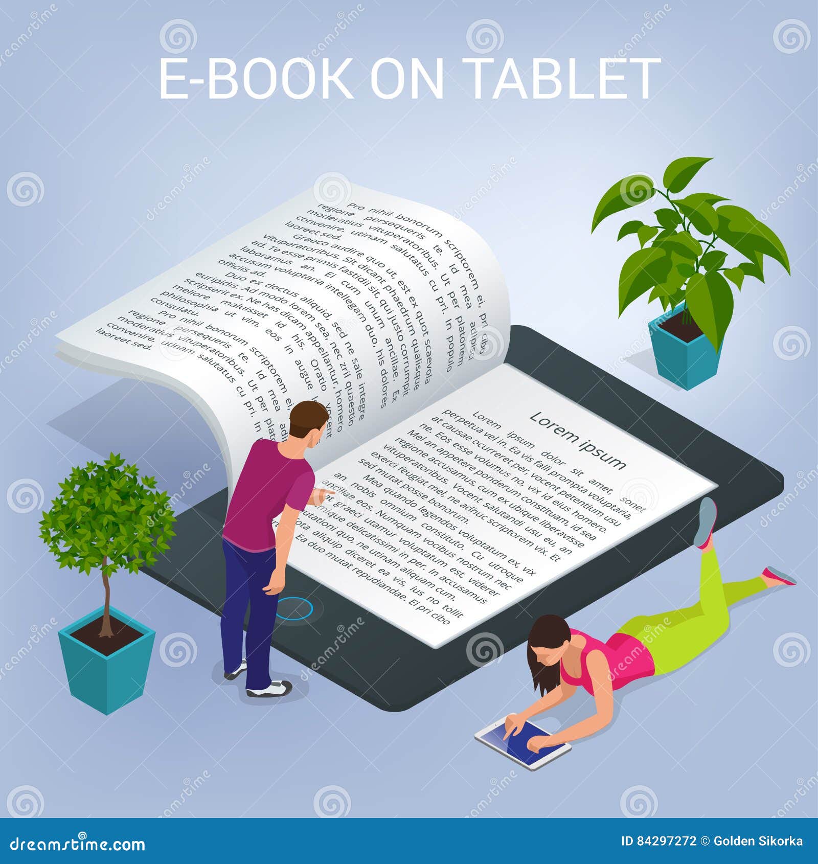 Isometric E-book Concept. University Computer Classroom. Online ...