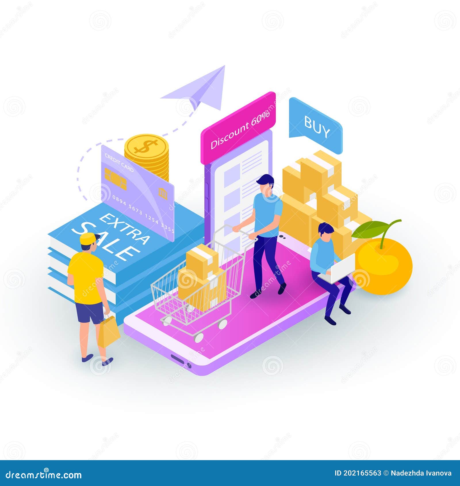Isometric E-commerce - Concept Vector Illustration Stock Illustration - Illustration of ...