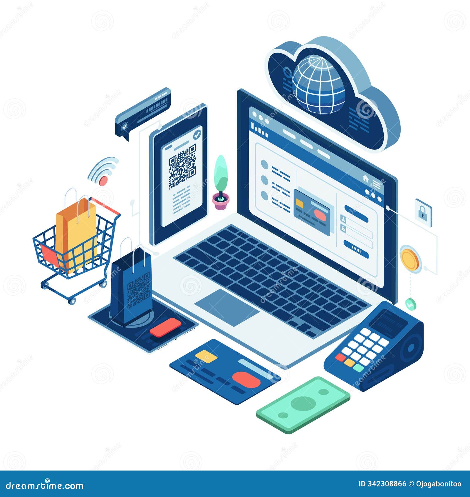Isometric E-commerce Payment Gateway Stock Illustration - Illustration of system, receipt: 342308866