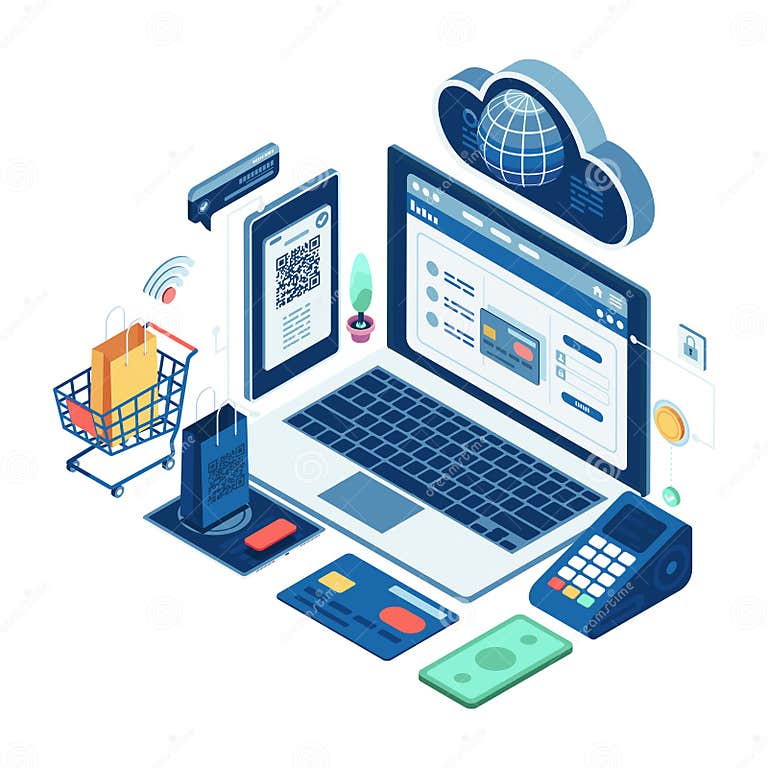 Isometric E-commerce Payment Gateway Stock Illustration - Illustration of system, receipt: 342308866