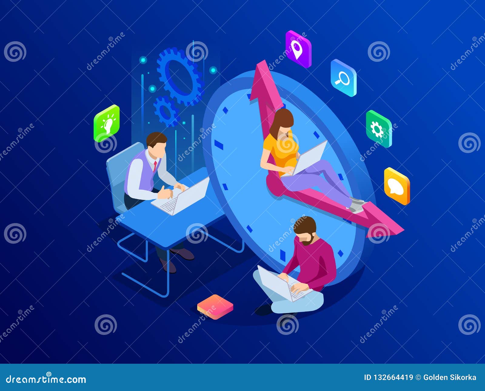 Isometric Effective Time Management Concept. Business People Plans and ... Isometric Effective Time Management Concept. Business People Plans and ...