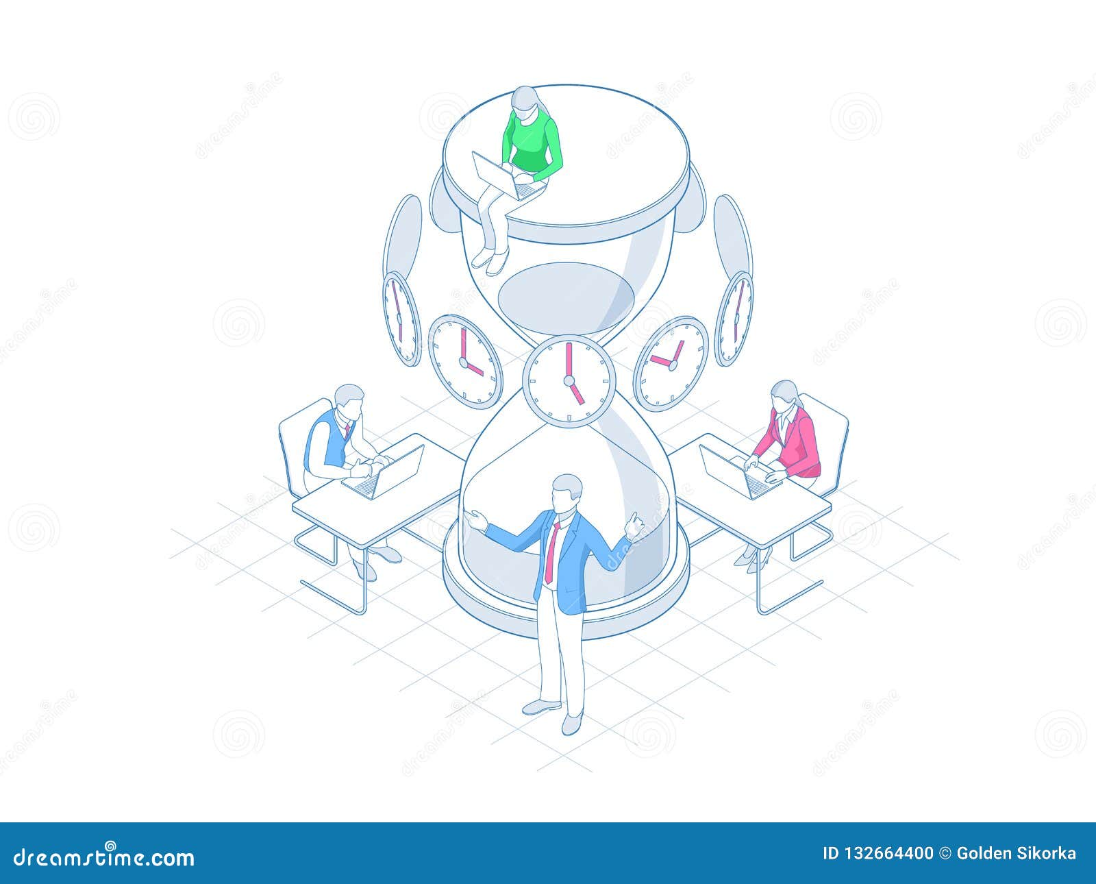 Effective Time Management Concept, Flat Cartoon Vector Illustration ...