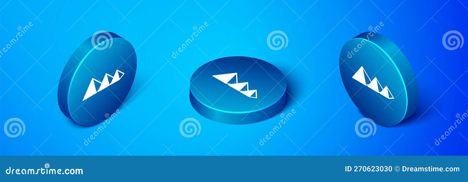 Isometric Egypt Pyramids Icon Isolated on Blue Background. Symbol of ...