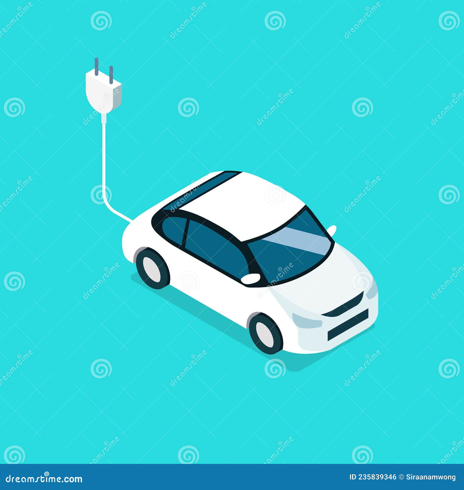 Isometric Electric Car EV Car Stock Vector - Illustration of green ...