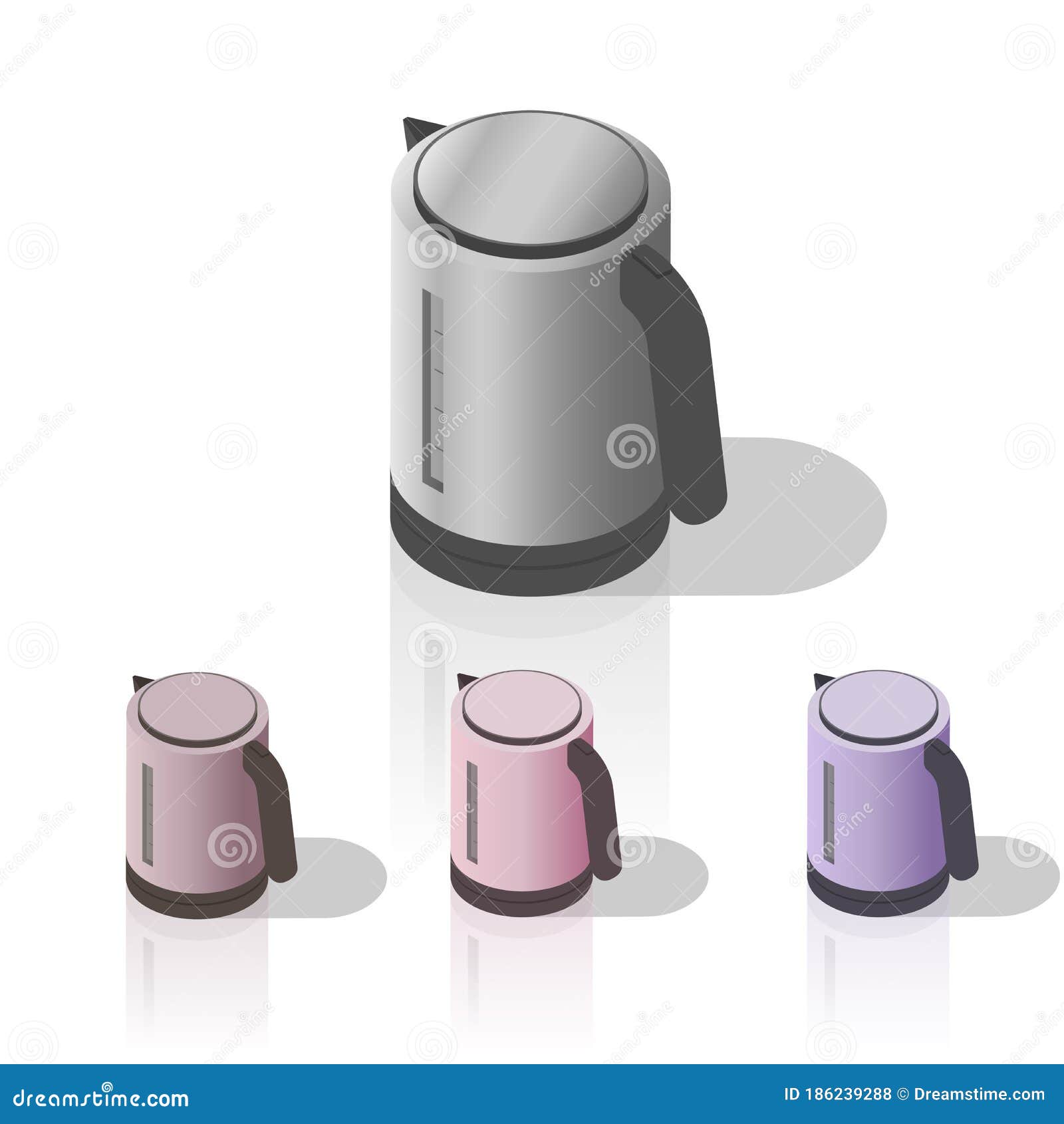 Isometric Electric Kettle in Different Colors Stock Vector ...