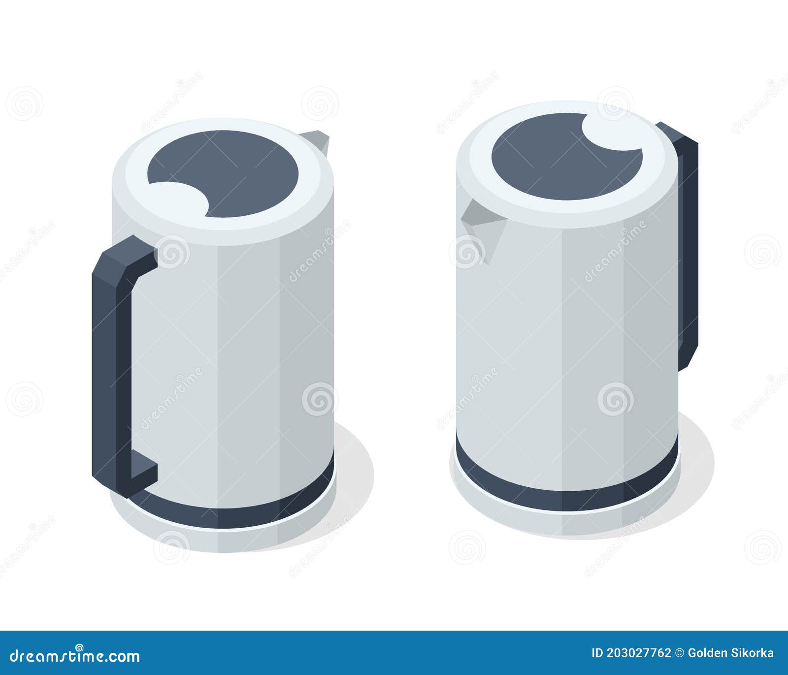 Isometric Electric Kettle Front and Back View in Vector Design. Kitchen ...