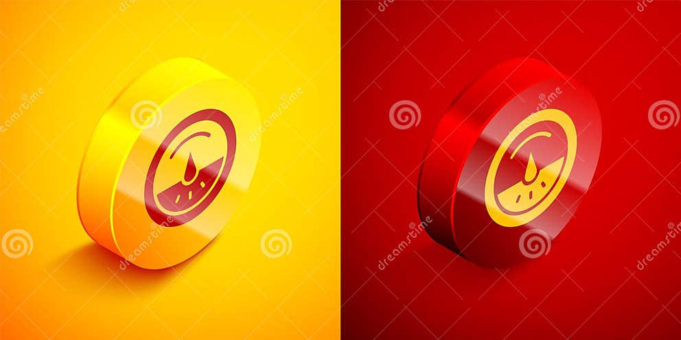 Isometric Electric Meter Icon Isolated on Orange and Red Background ...