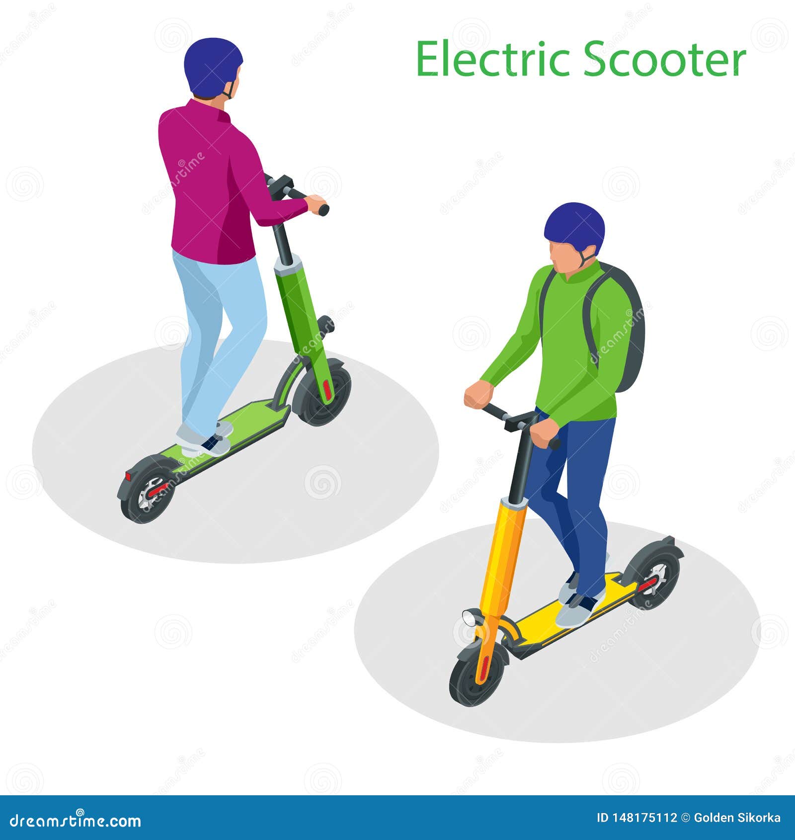 Isometric Electric Scooter on the Road. Electric Scooter Transportation ... Isometric Electric Scooter on the Road. Electric Scooter Transportation ...