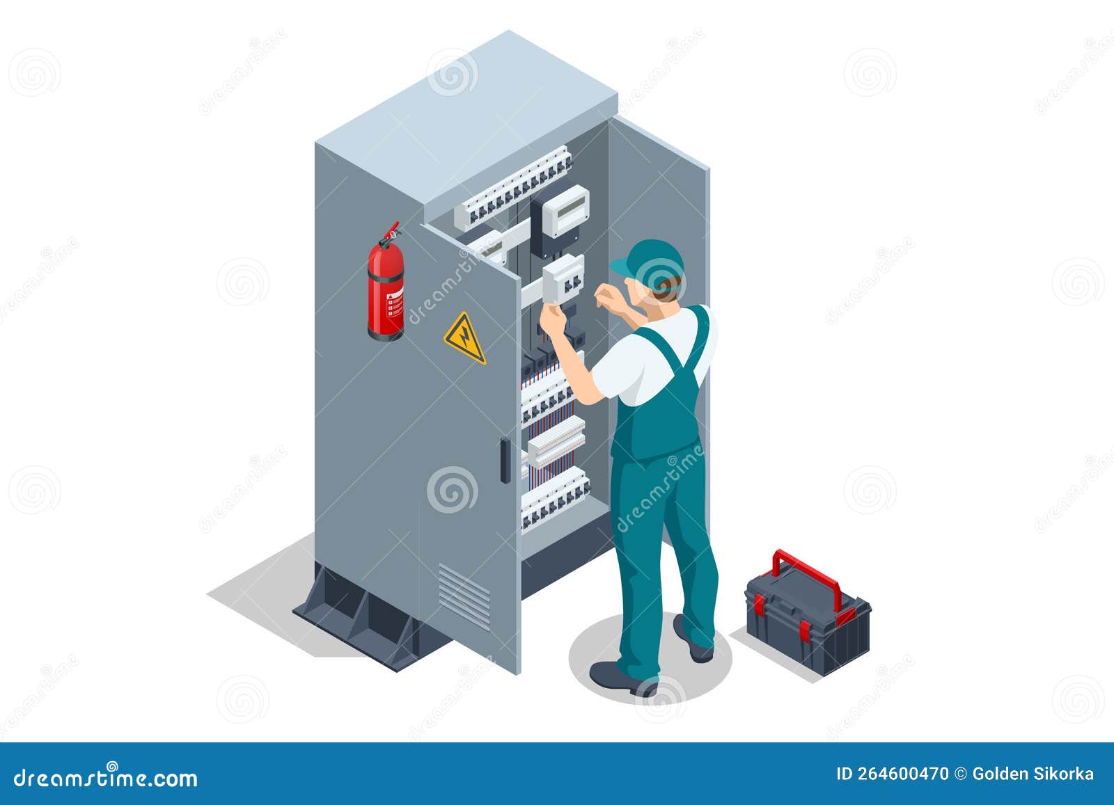 Isometric Electric Switchboard. Transformer. Distribution Board Stock ...