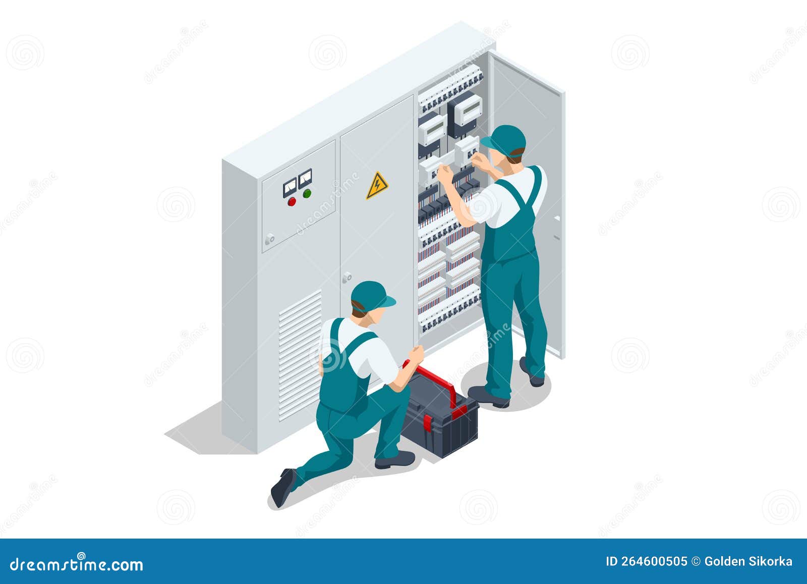 Isometric Electric Switchboard. Transformer. Distribution Board ...
