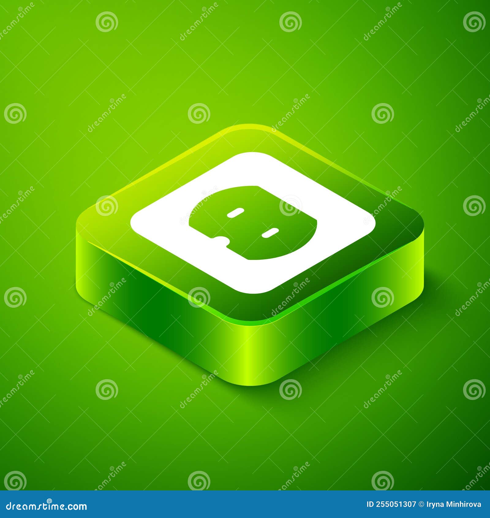 Isometric Electrical Outlet Icon Isolated on Green Background. Power ...