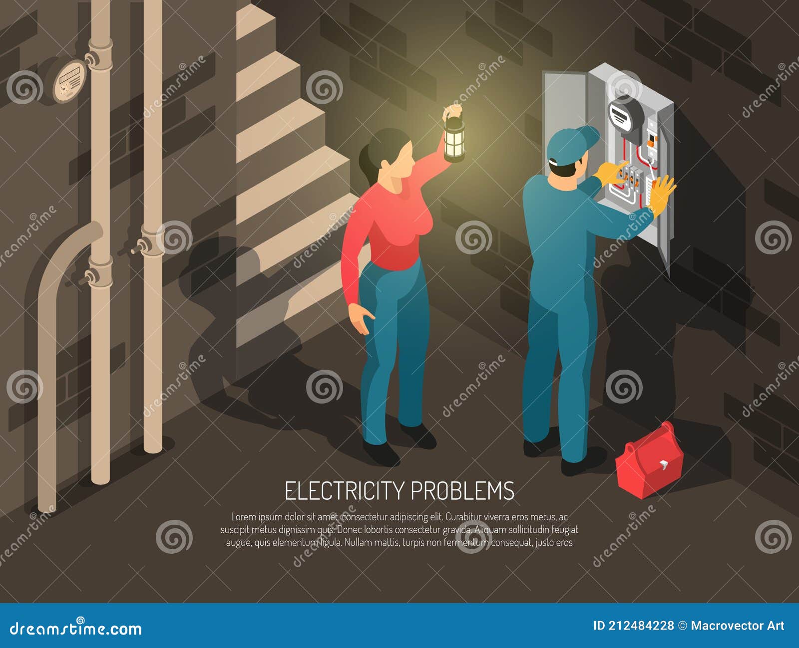 Isometric Electricity Problems Background Stock Vector - Illustration ...